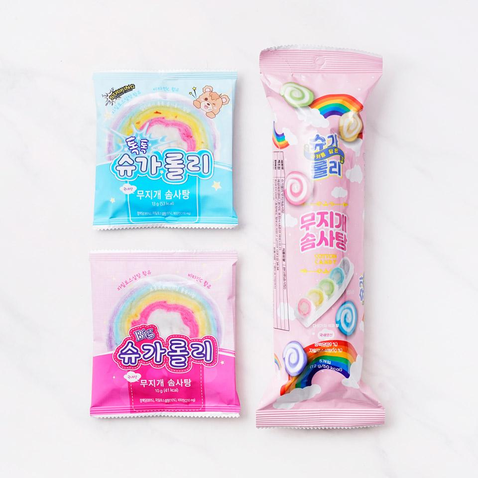 마카롱 닮은 슈가롤리 무지개 솜사탕 - 메가마트몰